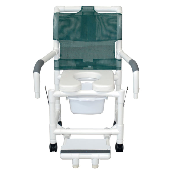 MJM Shower Chair With Soft Seat Deluxe Elongated, Dual Drop Arms, Slid