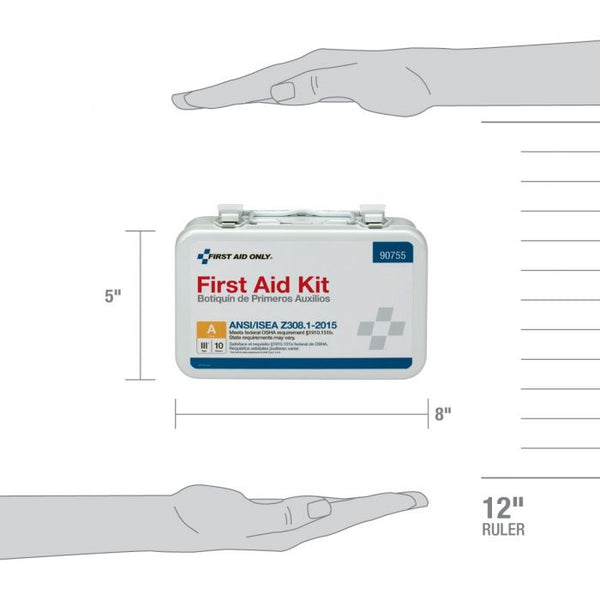 First Aid Only 10 Person Bulk Metal First Aid Kit, ANSI Compliant, Cus
